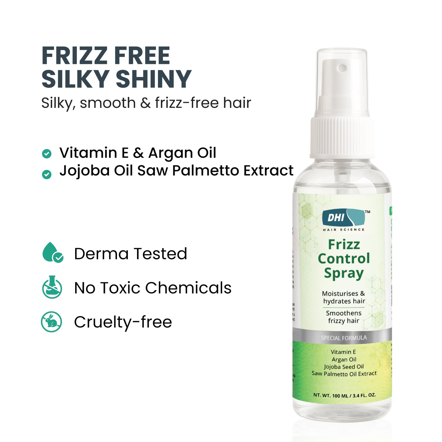 Frizz Control Spray with Argan & Saw Palmetto | 100 ml – DHI Hair Care ...