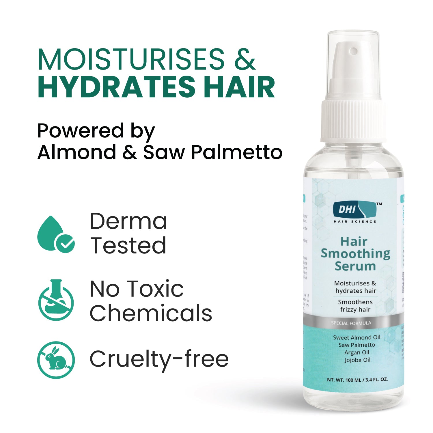 Hair Smoothing Serum with Argan, Sweet Almond, & Jojoba Oils | 100 ml ...